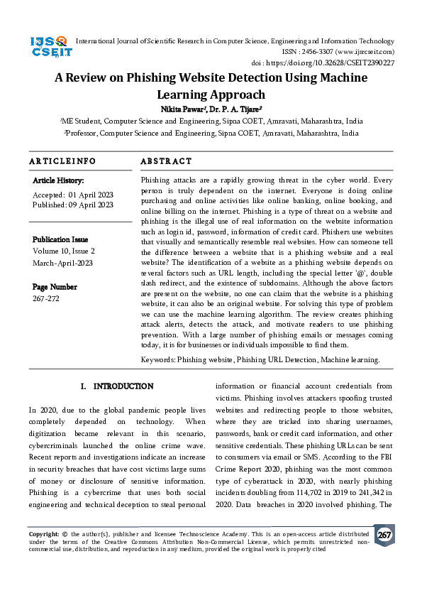 (PDF) A Review on Phishing Website Detection Using Machine Learning ...