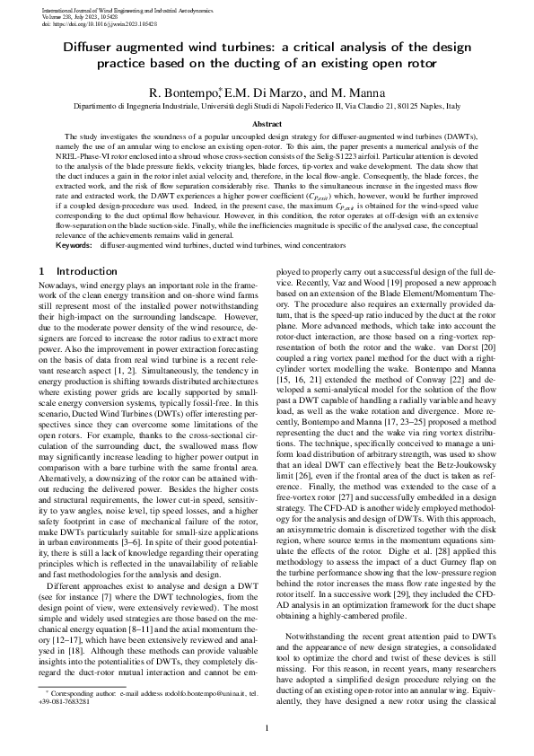 (PDF) Diffuser augmented wind turbines: a critical analysis of the design practice based on the ...
