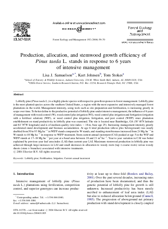 (PDF) Production, allocation, and stemwood growth efficiency of Pinus ...