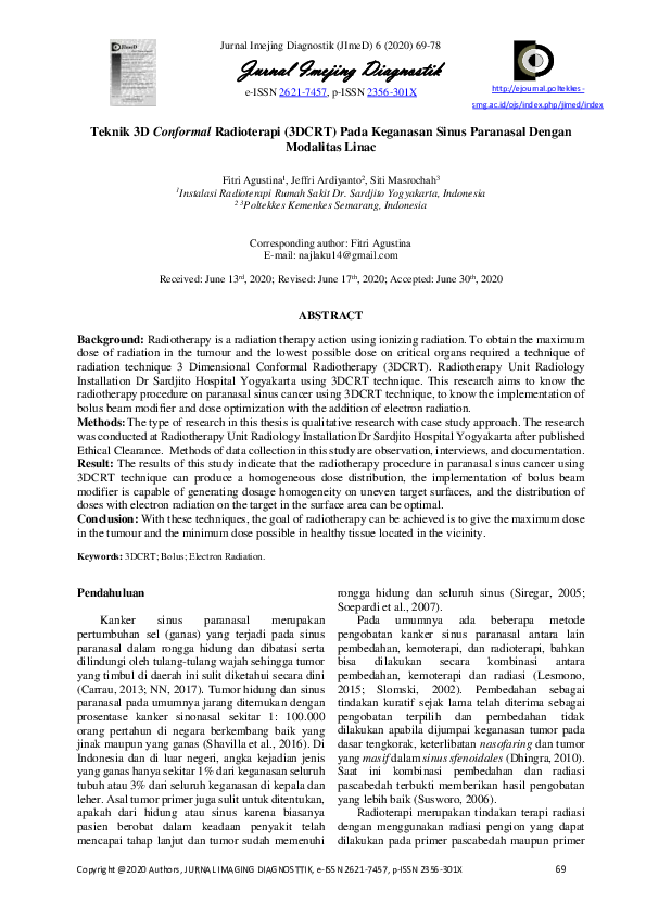 (PDF) Teknik 3D Conformal Radioterapi (3DCRT) Pada Keganasan Sinus ...