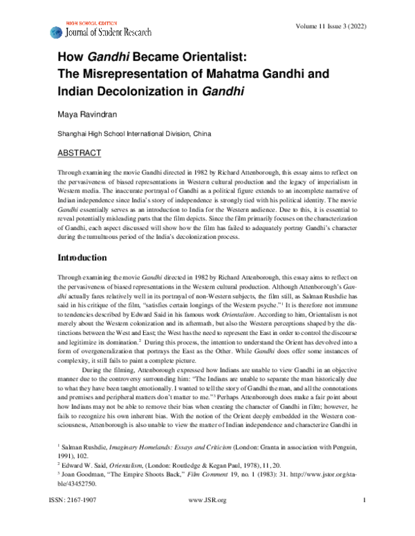 (PDF) How Gandhi Became Orientalist: The Misrepresentation of Mahatma ...