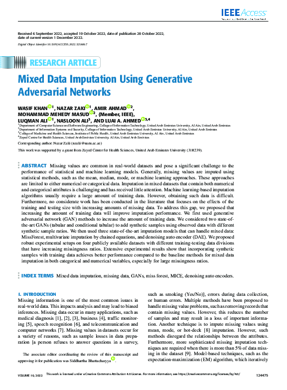 Pdf Mixed Data Imputation Using Generative Adversarial Networks