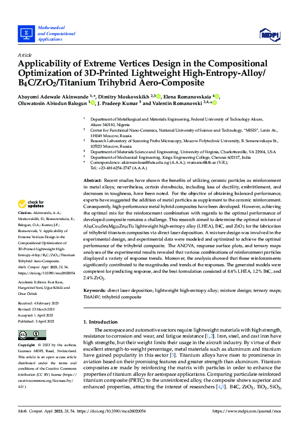 (PDF) Applicability of Extreme Vertices Design in the Compositional ...