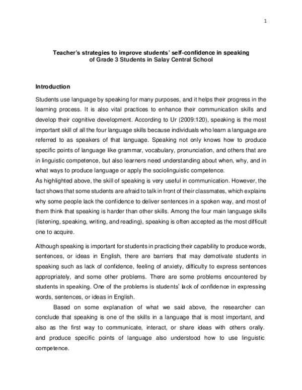 (PDF) Teacher's strategies to improve students' self-confidence in ...