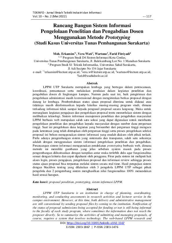 (PDF) Rancang Bangun Sistem Informasi Pengelolaan Penelitian Dosen Menggunakan Metode Prototyping