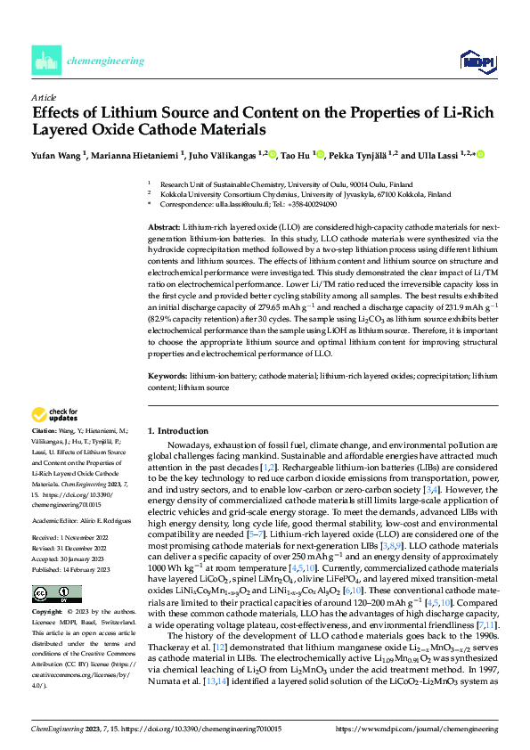 (PDF) Effects of Lithium Source and Content on the Properties of Li ...