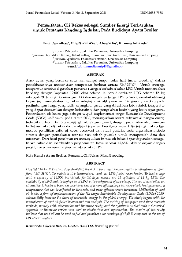 (PDF) Pemanfaatan Oli Bekas sebagai Sumber Energi Terbarukan untuk ...