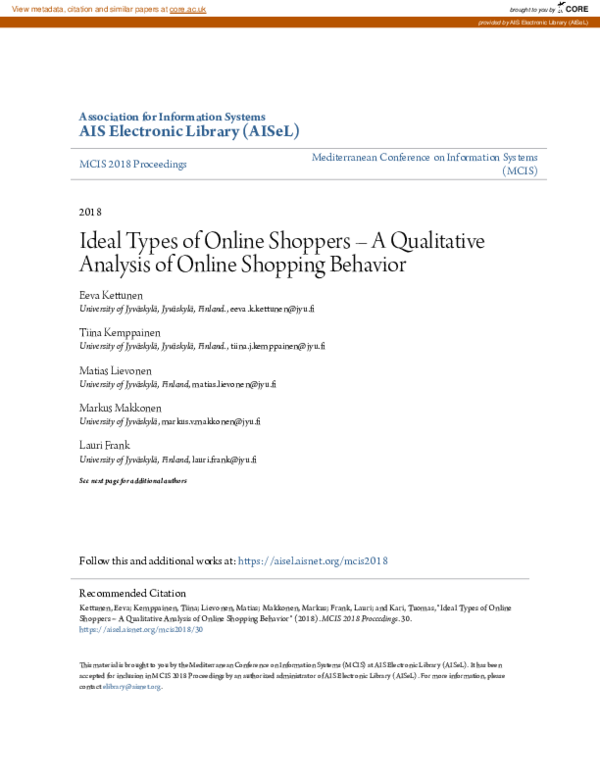 (PDF) Ideal Types of Online Shoppers - A Qualitative Analysis of Online ...