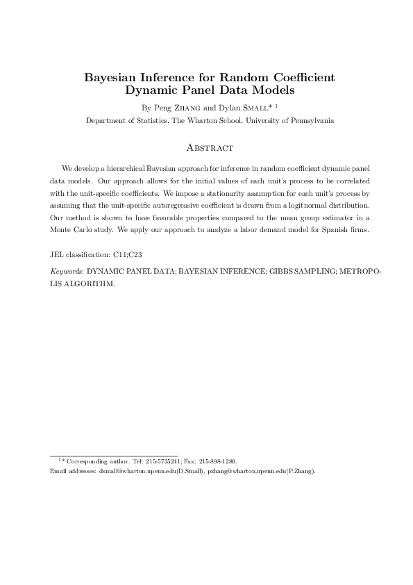 (PDF) Bayesian inference for random coefficient dynamic panel data models