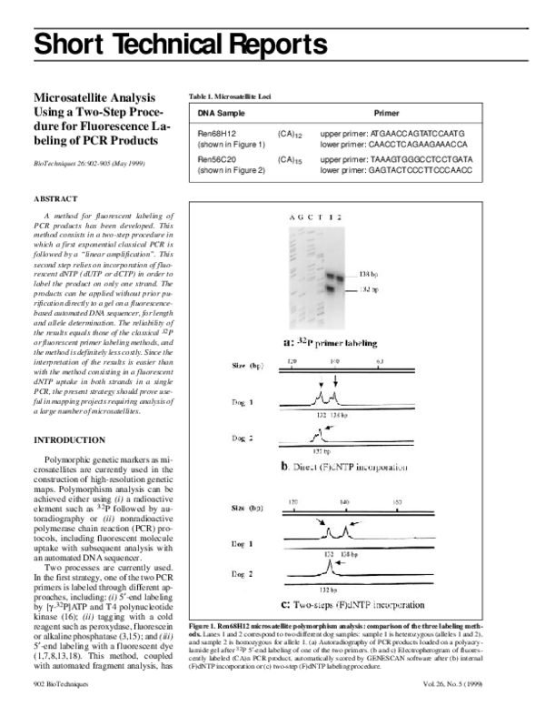(PDF) Microsatellite Analysis Using a Two-Step Procedure for ...