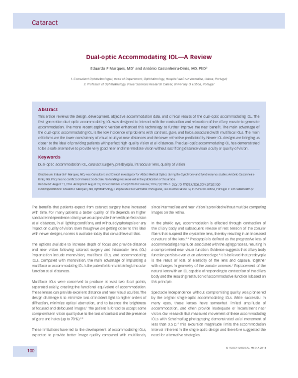 (PDF) Dual–optic Accommodating IOL—A Review | Visual Center - Academia.edu