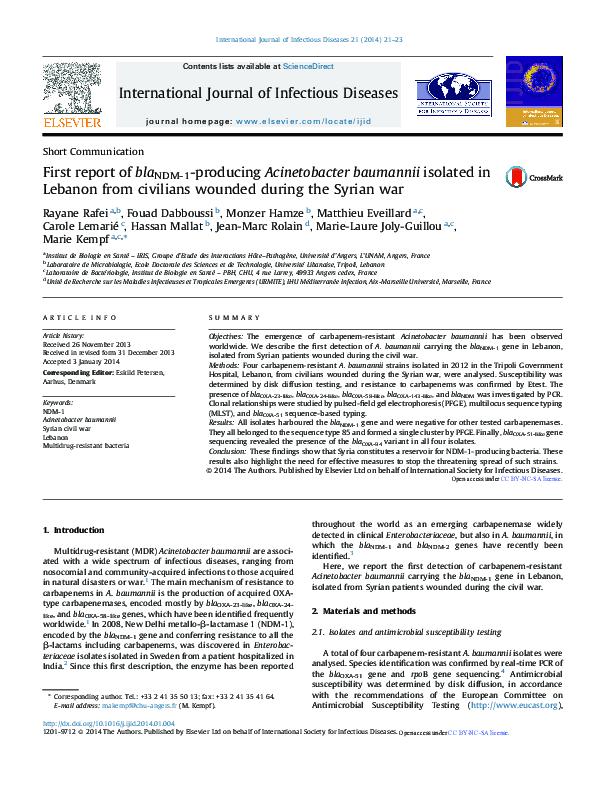 (PDF) First report of blaNDM-1-producing Acinetobacter baumannii ...