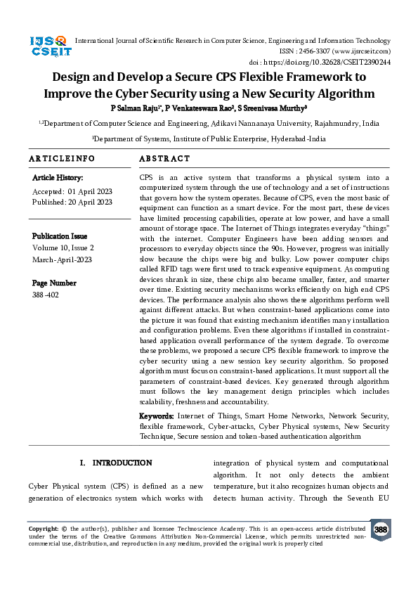 Pdf Design And Develop A Secure Cps Flexible Framework To Improve The