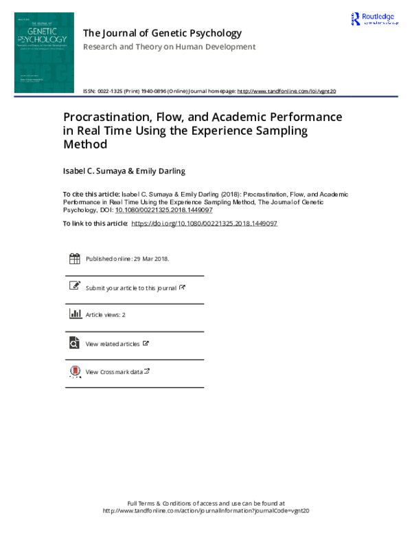 (PDF) Procrastination, Flow, and Academic Performance in Real Time Using the Experience Sampling ...