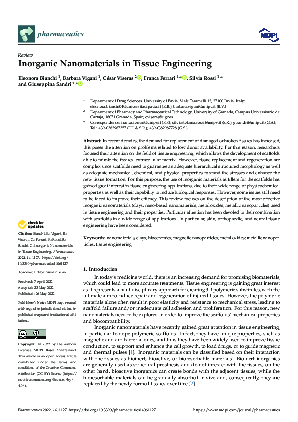 Pdf Inorganic Nanomaterials In Tissue Engineering