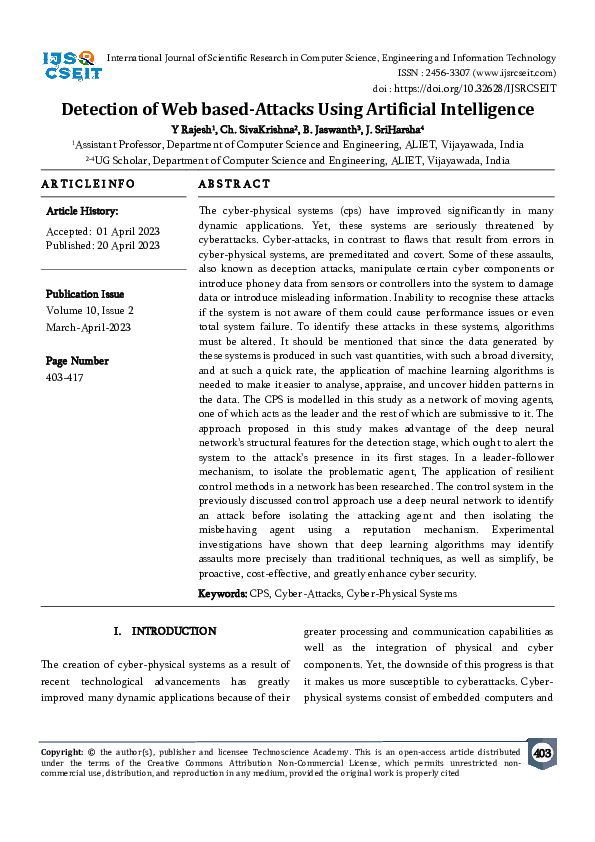 (PDF) Detection of Web based-Attacks Using Artificial Intelligence