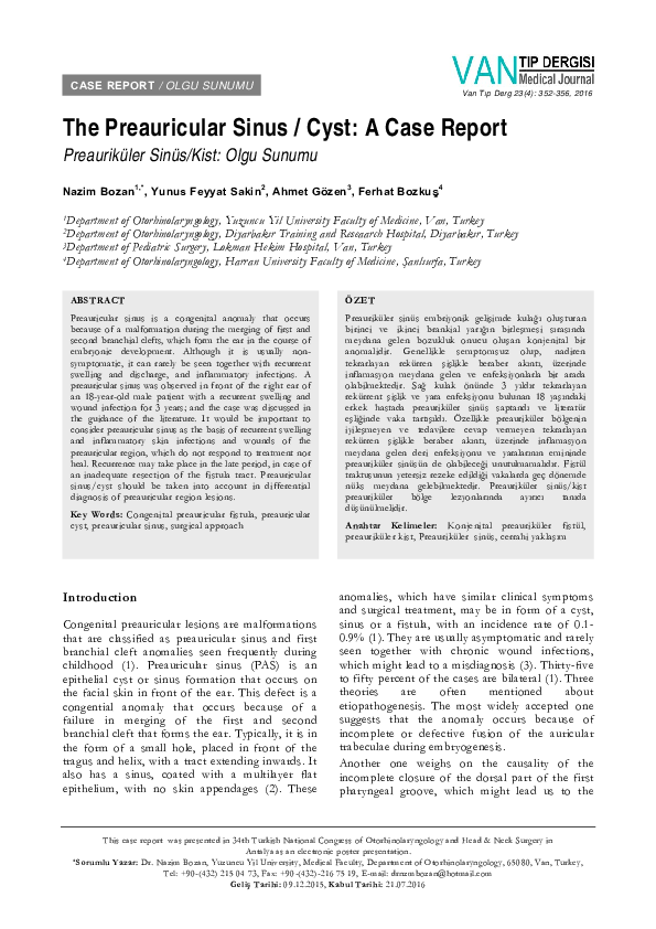 (PDF) The Preauricular Sinus / Cyst: A Case Report