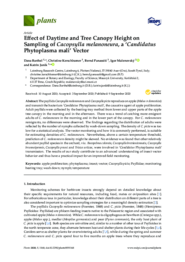 (PDF) Effect of Daytime and Tree Canopy Height on Sampling of ...