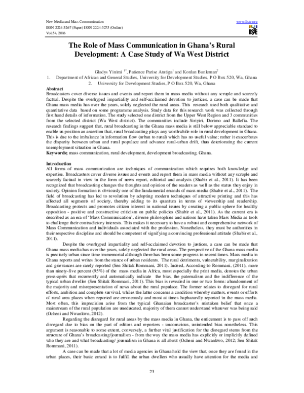 (PDF) The Role of Mass Communication in Ghana’s Rural Development: A ...