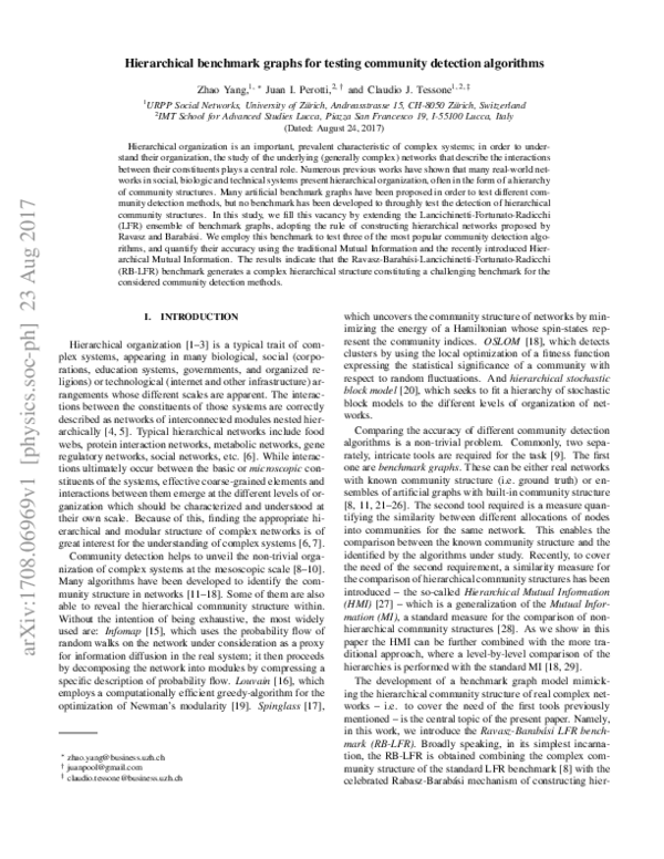 (PDF) Hierarchical benchmark graphs for testing community detection ...