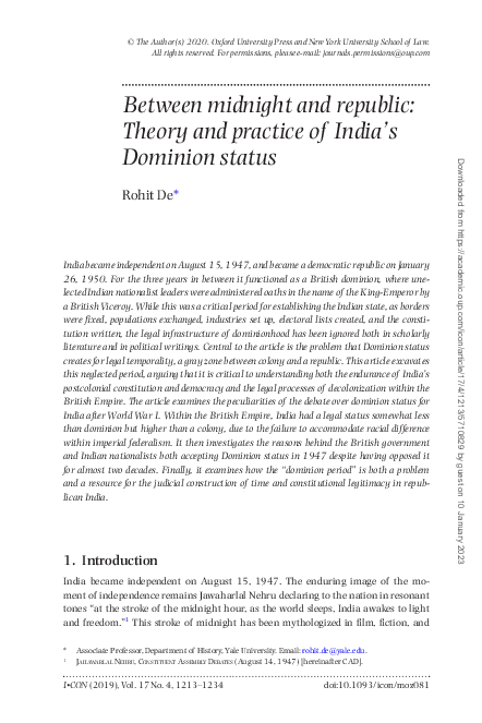 (PDF) Between midnight and republic: Theory and practice of India’s ...