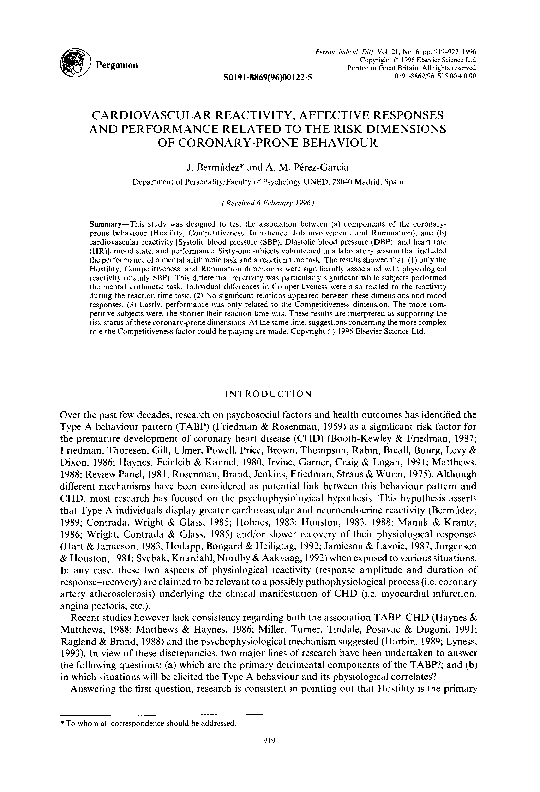 (PDF) Cardiovascular reactivity, affective responses and performance ...