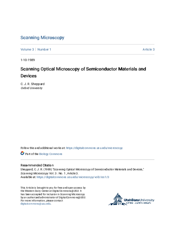 (PDF) Scanning optical microscopy of semiconductor materials and devices