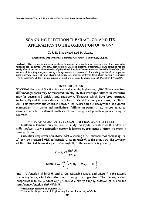 (PDF) Scanning electron diffraction and its application to the ...