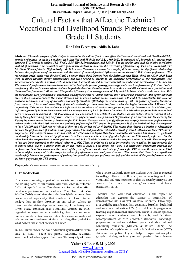(PDF) Cultural Factors that Affect the Technical Vocational and ...