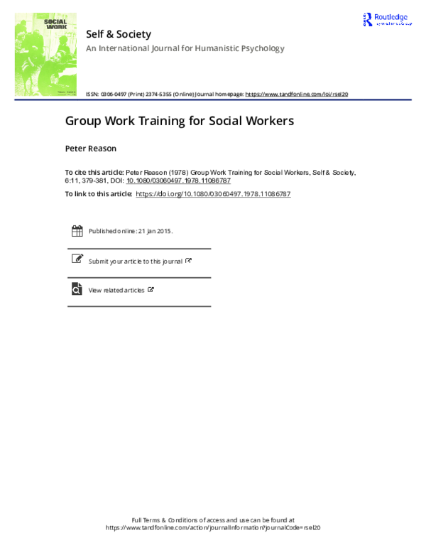 (PDF) Group Work Training for Social Workers