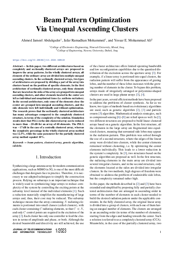 (PDF) Beam Pattern Optimization Via Unequal Ascending Clusters
