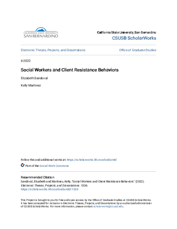 (PDF) Social Workers and Client Resistance Behaviors