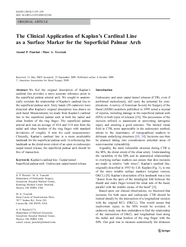 (PDF) The Clinical Application of Kaplan's Cardinal Line as a Surface ...