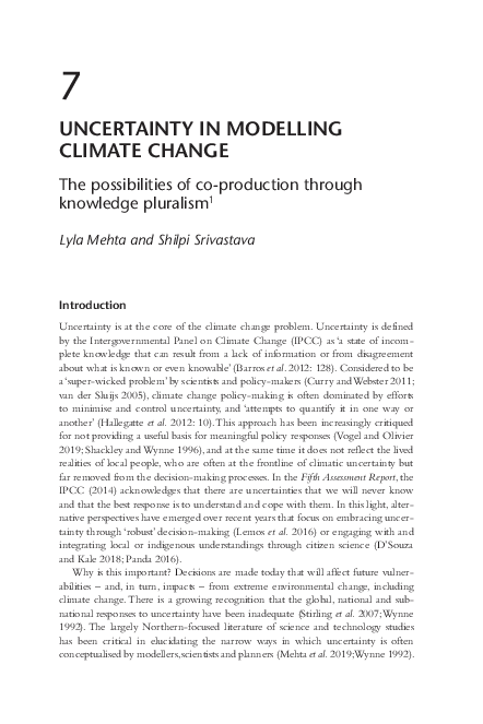 (PDF) Uncertainty in modelling climate change