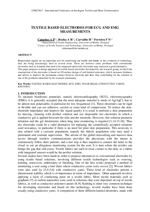 (PDF) Textile based electrodes for ECG and EMG measurements