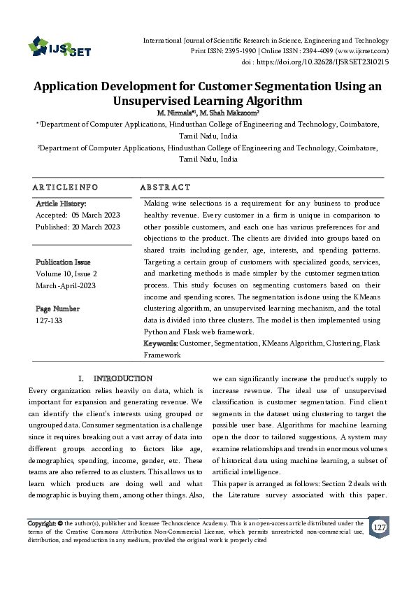 Application Development for Customer Segmentation Using an Unsupervised ... Application Development for Customer Segmentation Using an Unsupervised ...