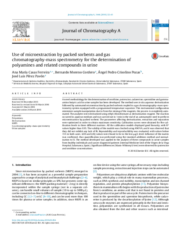 (PDF) Use of microextraction by packed sorbents and gas chromatography ...