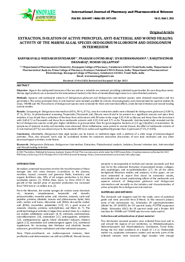 (PDF) EXTRACTION, ISOLATION OF ACTIVE PRINCIPLES, ANTI-BACTERIAL AND ...