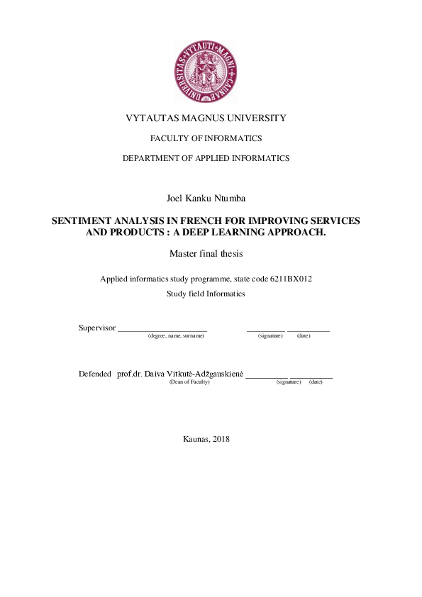 (PDF) Vytautas Magnus University Faculty of Informatics Department of ...