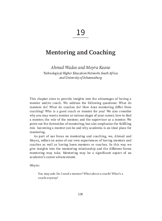 (PDF) Mentoring and Coaching