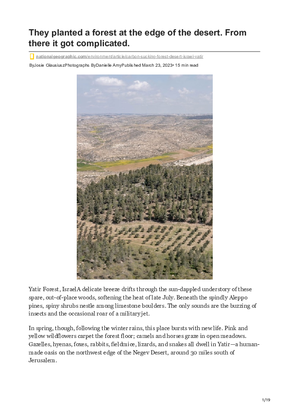 (PDF) They Planted a Forest at the Edge of the Desert. From there it ...