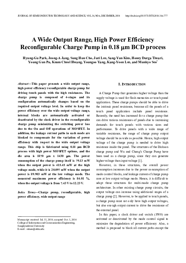 (PDF) A Wide Output Range, High Power Efficiency Reconfigurable Charge Pump in 0.18 mm BCD process