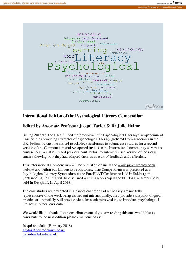 (PDF) International Edition of the Psychological Literacy Compendium ...