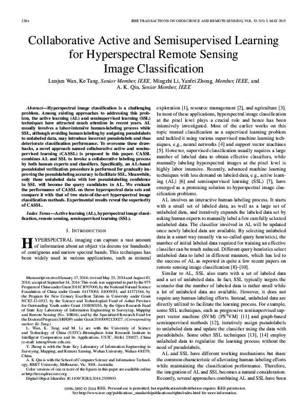 (PDF) Collaborative Active and Semisupervised Learning for Hyperspectral Remote Sensing Image ...