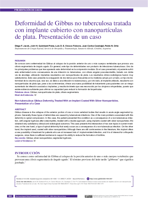 (PDF) Deformidad de Gibbus no tuberculosa tratada con implante cubierto ...