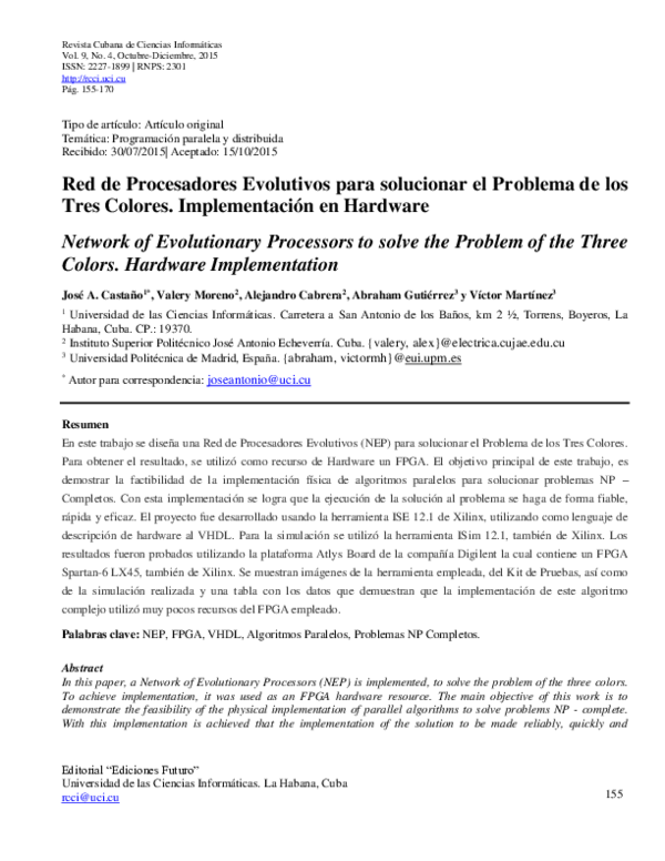 (PDF) Red de Procesadores Evolutivos para solucionar el Problema de los Tres Colores ...