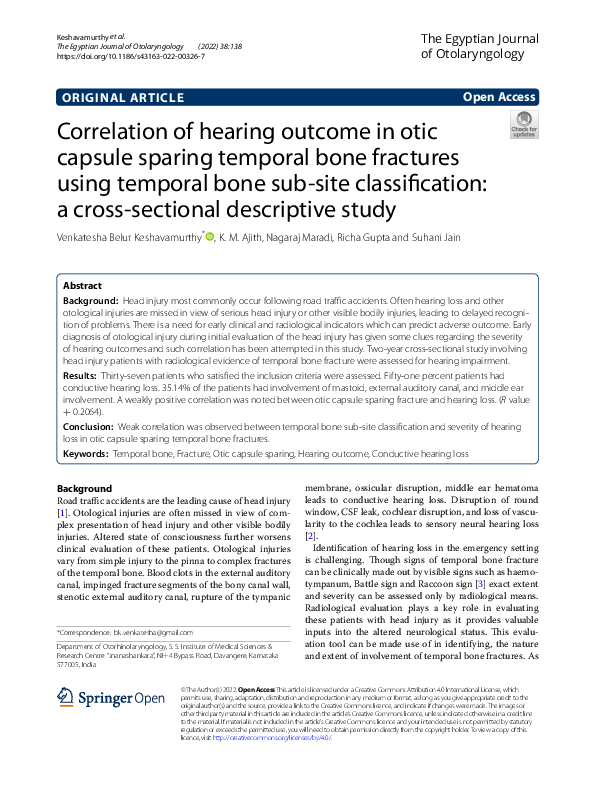 (PDF) Correlation of hearing outcome in otic capsule sparing temporal ...