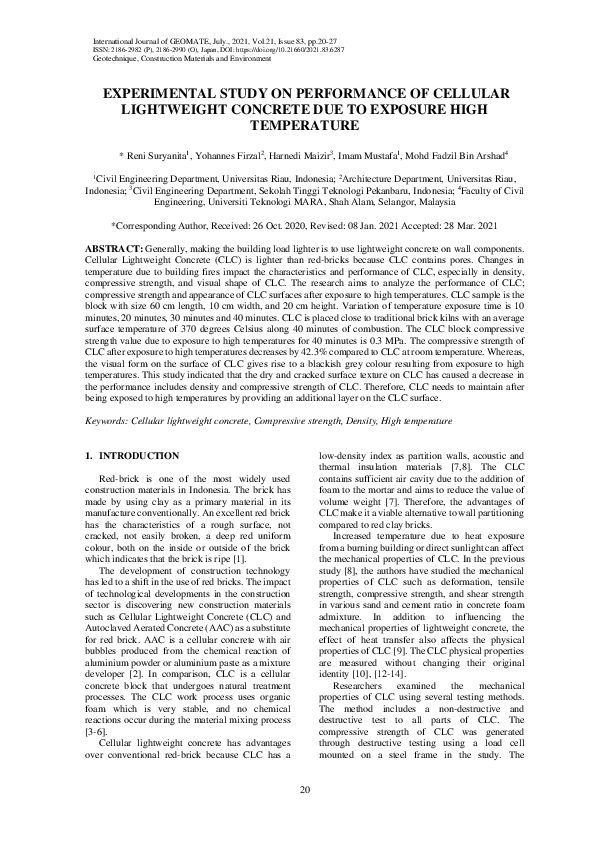 (PDF) Experimental Study on Performance of Cellular Lightweight Concrete Due to Exposure High ...