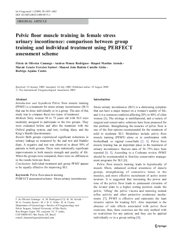 (PDF) Pelvic floor muscle training in female stress urinary ...
