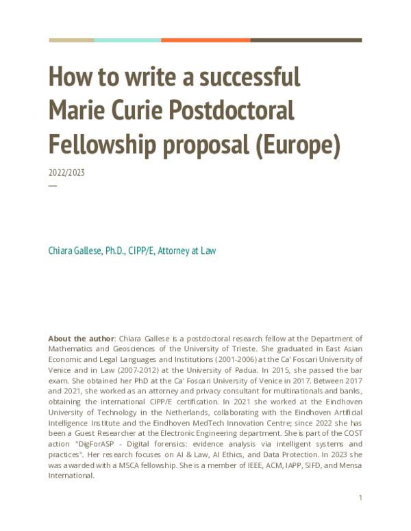 (PDF) How to write a successful Marie Curie Postdoctoral Fellowship ...